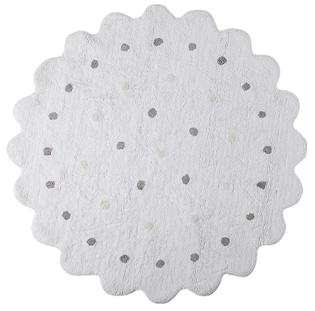 Lorena Canals koberce Ručně tkaný kusový koberec Little Biscuit White - 140x140 kytka cm
