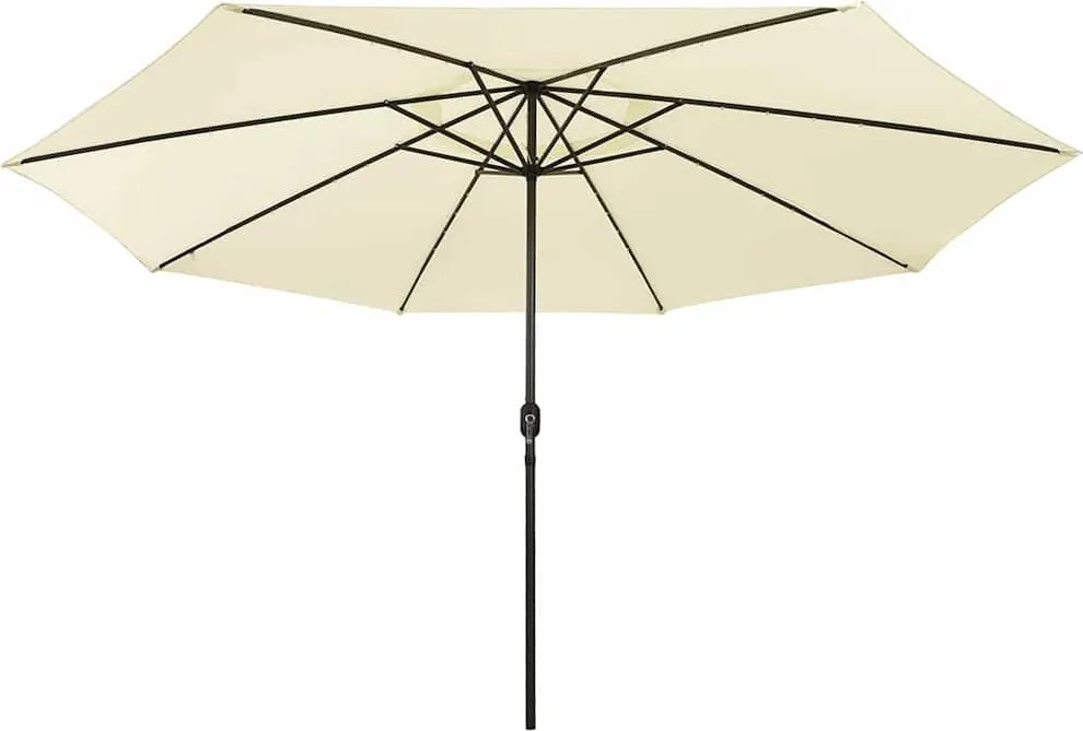 Zahradní slunečník s LED osvětlením 400 cm pískový 312530