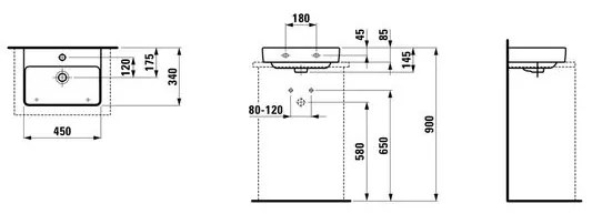 Laufen Pro S Broušené umývátko 34x45 cm, bílá H8169610001041