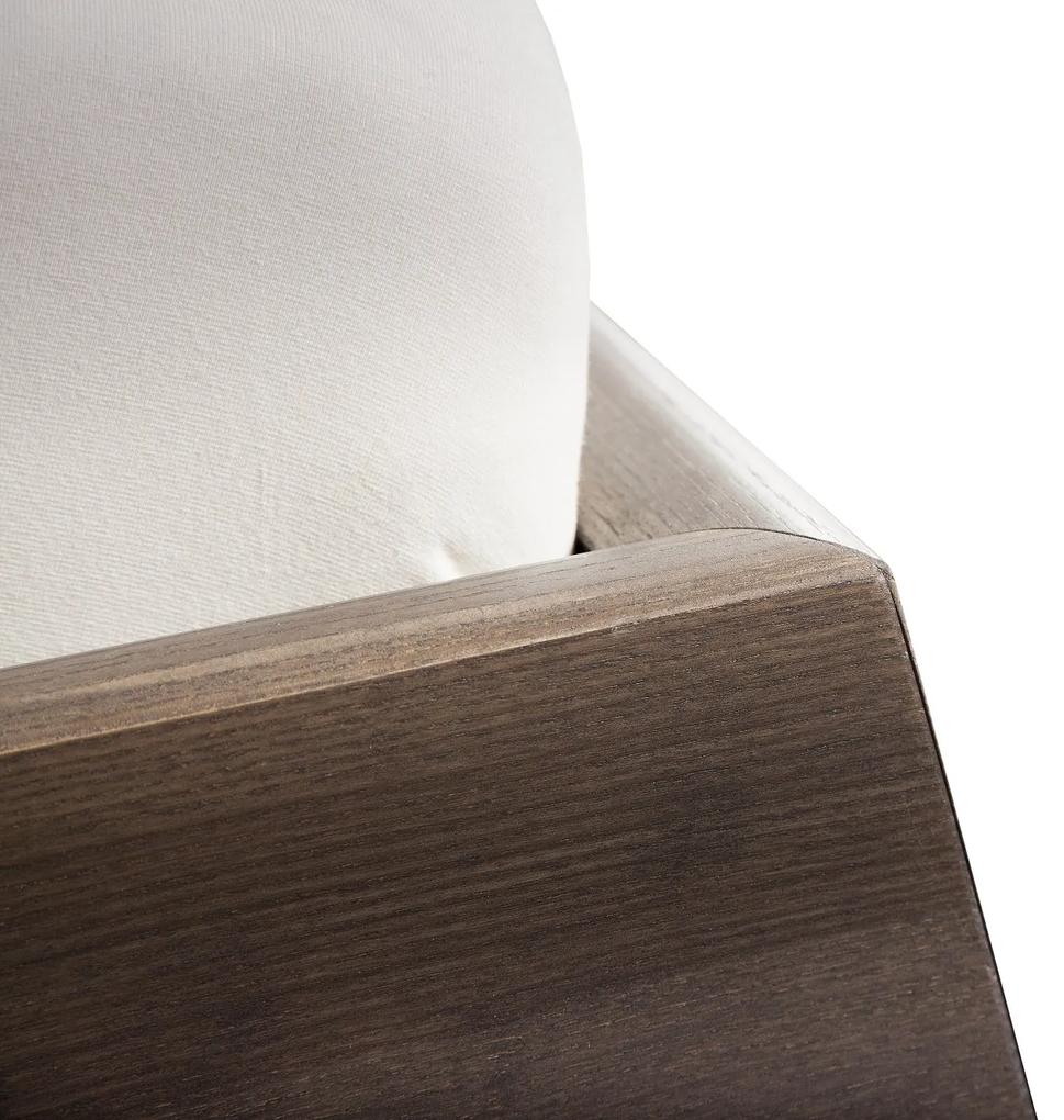 Krajča Manželská postel z masivu Claudio 160 x 200 cm (jasan) Povrchová úprava: Bílá, Druh dřeva: Jasan, Barva čalounění: Béžová