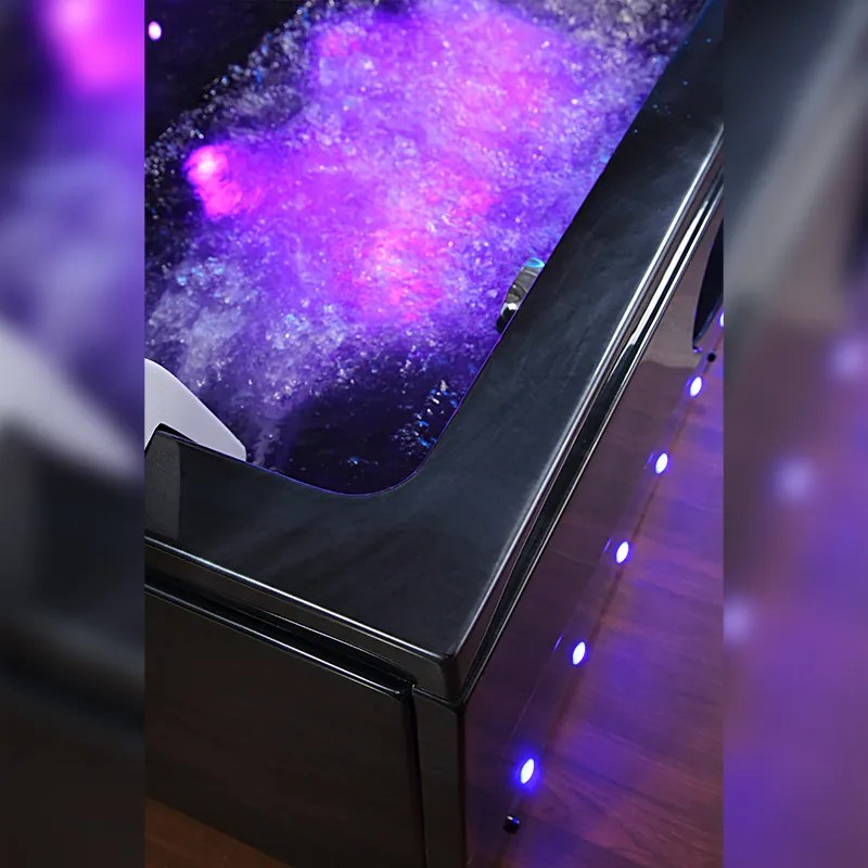 BPS-koupelny Hydromasážní vířivá vana Iris 933C 170x84 s ohřevem vody, černý mramor