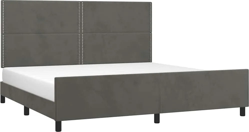 Rám postele bez matrace tmavě šedý 200 x 200 cm samet 3125715