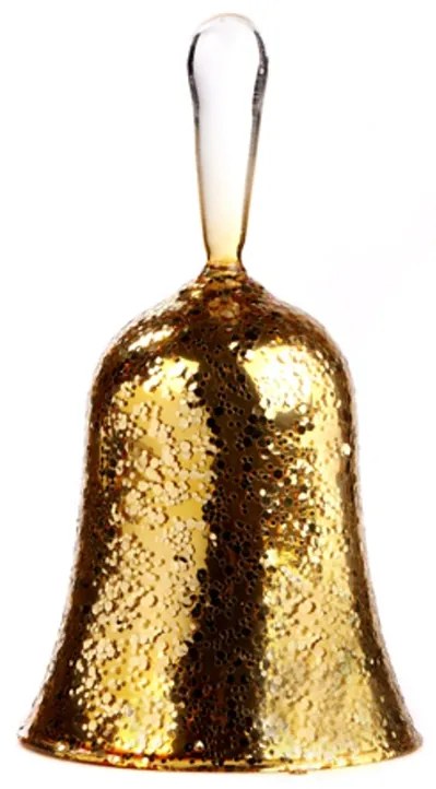 Zlatý skleněný zvonek 13 cm