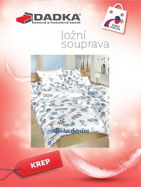 DADKA Povlečení krep Agáta denim na bílém 220x200, 2x70x90 cm