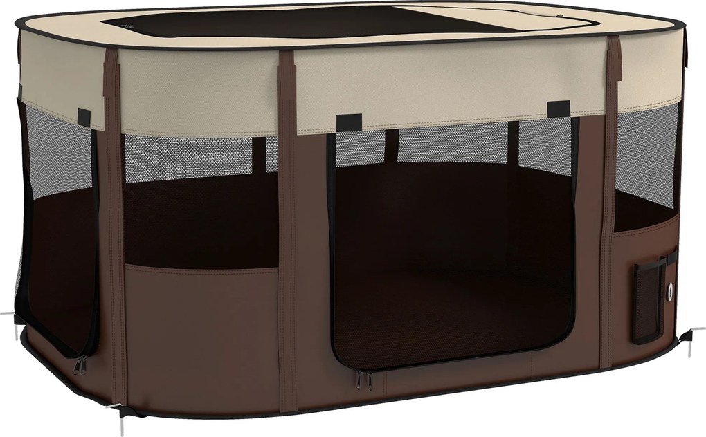 PawHut Oxfords Fabric Dog Park, Puppy Park, Venku použitelný výběh pro zvířata s úložnými kapsami, skládací výběh pro psy a štěňata, 114 x 89 x 59 cm…