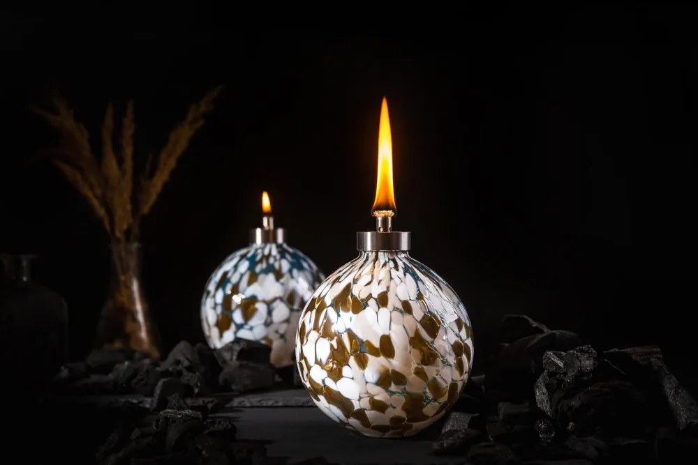 Skleněná olejová lampa SCUTI – Krémová mocha