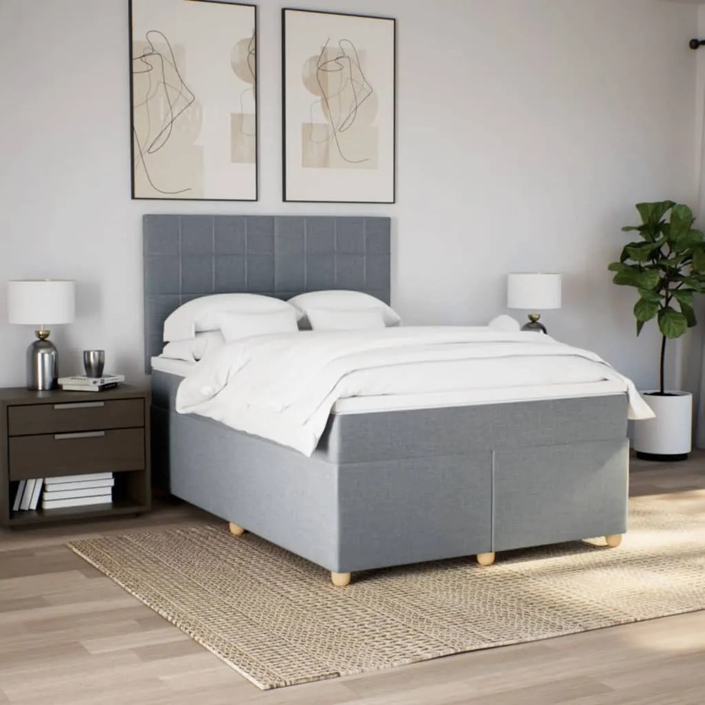 Box spring postel s matrací světle šedá 140 x 190 cm textil 3293575
