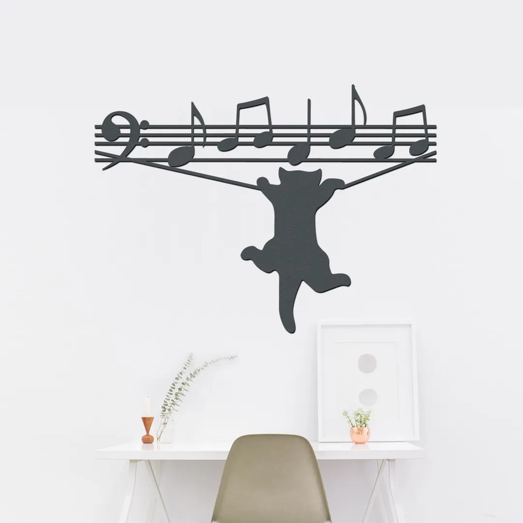 dřevo života Dřevěný obraz CAT MUSIC Zvolte rozměr (cm): 60x43, Zvolte barvu dekoru: Buk