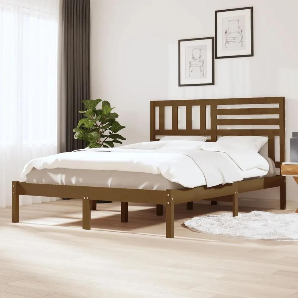 Rám postele medově hnědý masivní borovice 150 x 200cm King Size,  3101031