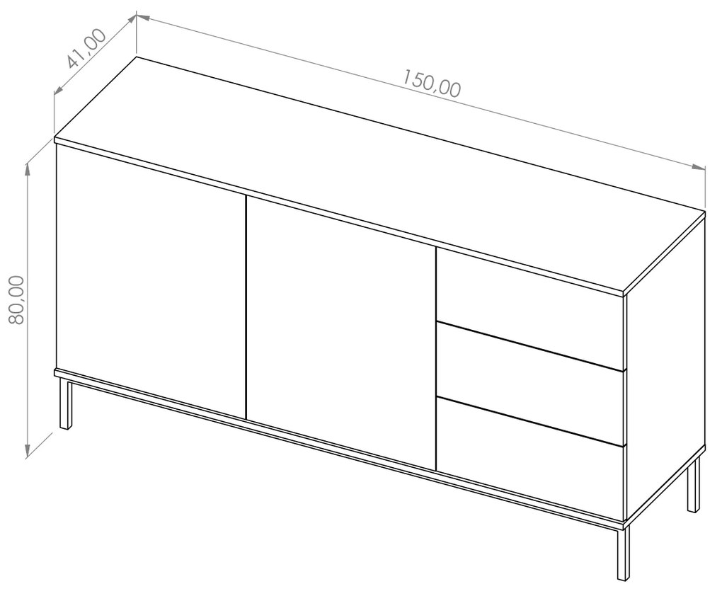 GiB Meble QUERTY K2D3SZ / KOMODA Barva: BÍLÝ