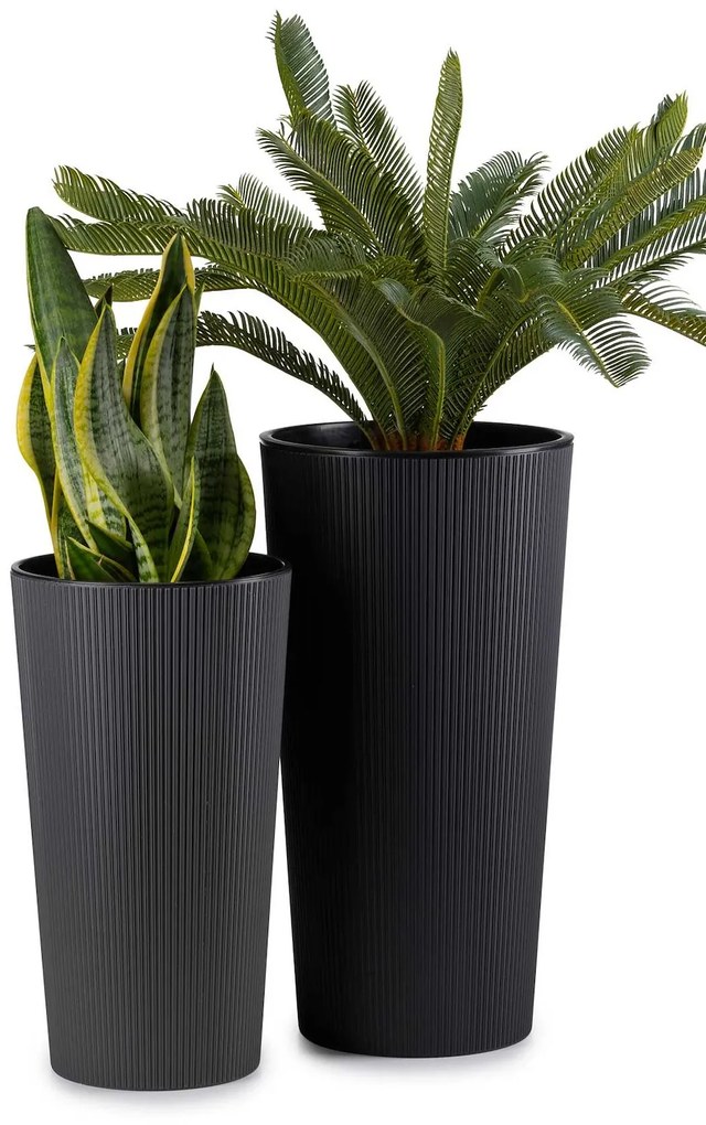 PLASTOVÝ KVĚTINÁČ URBANIKA ECO SADA 2KS 57X30 CM+46,6X25,5 CM ČERNÁ