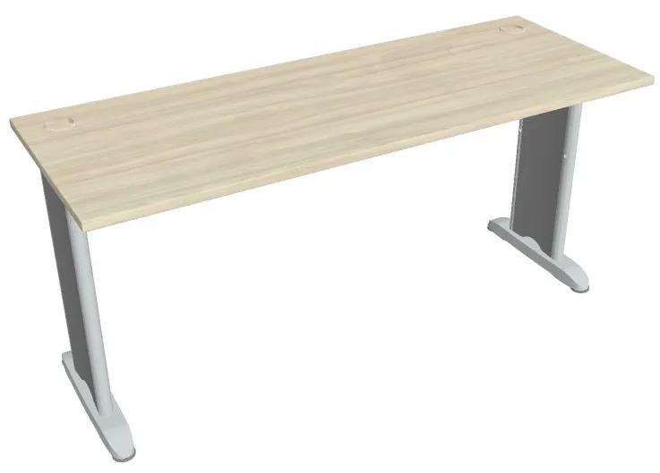 Stůl pracovní rovný 160 cm hl. 60 cm - Hobis Flex FE 1600 Dekor stolové desky: akát, Barva nohou: Stříbrná