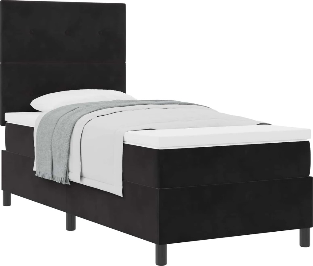 Postel s boxspringem s čelo Černý 100 x 200 cm samet 3339814