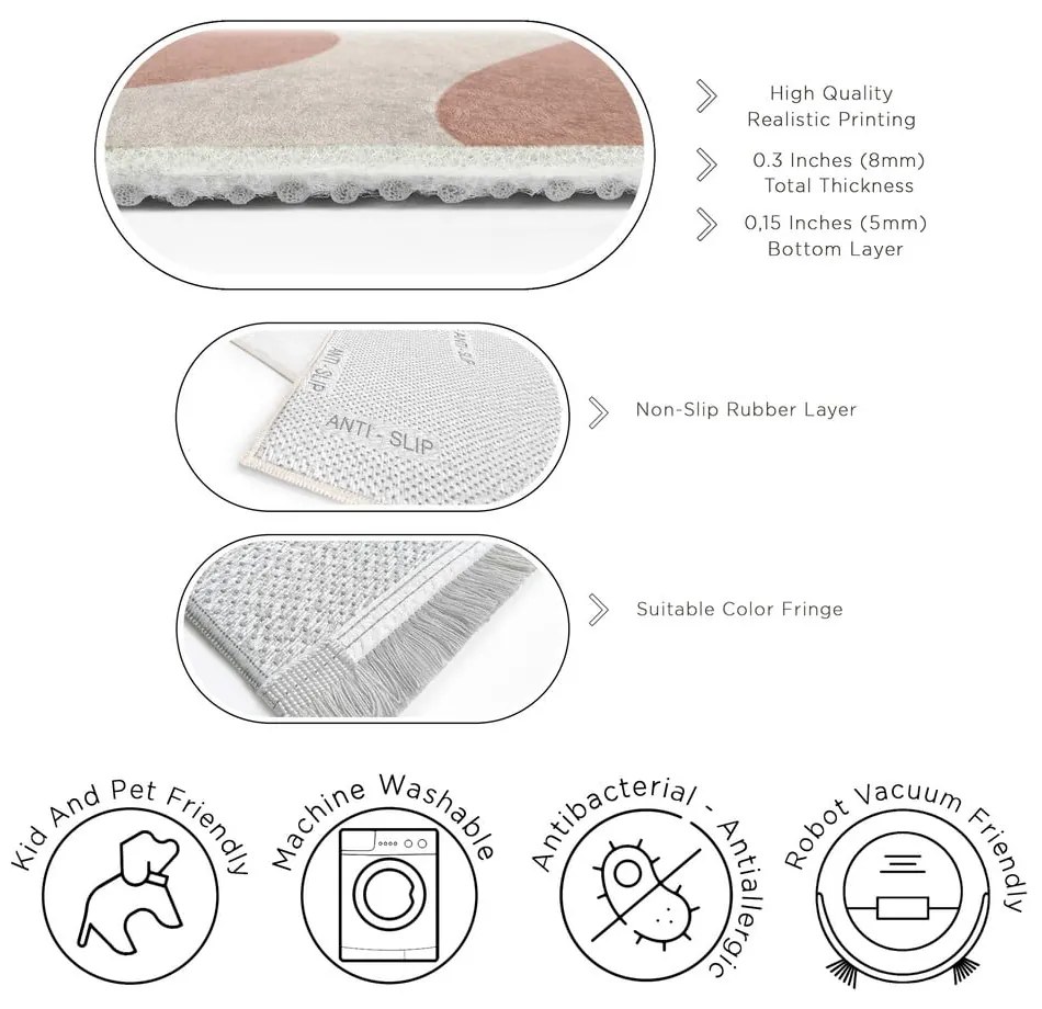 Růžový pratelný koberec 120x180 cm Strawberry Latte – Mila Home
