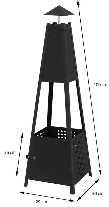 PEPU Pyramidový zahradní krb s komínem 29x100x30 cm