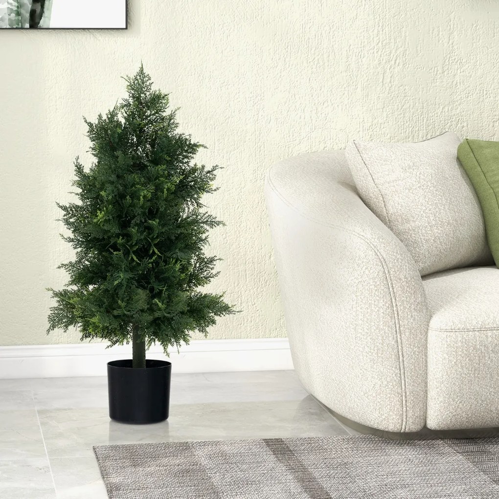 Costway Umělý cedr topiary strom s květináč a slunce odolné listy borovice