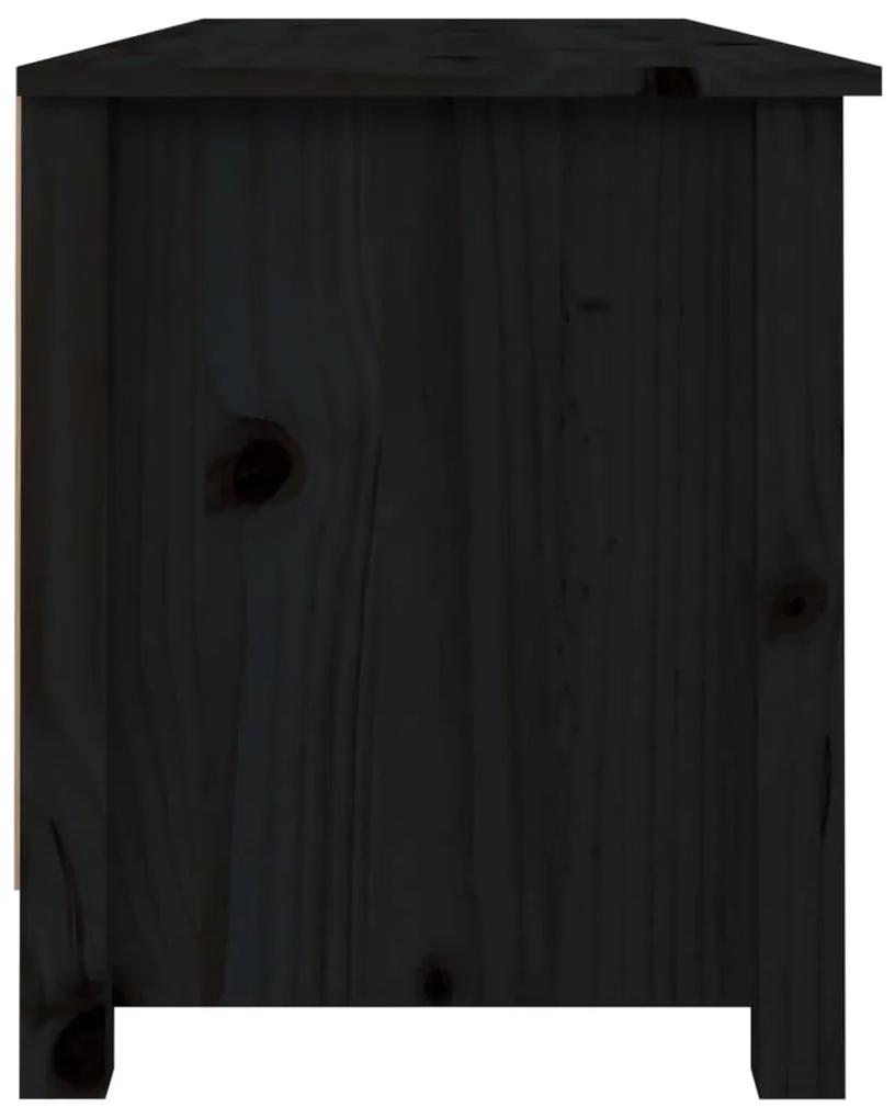 Lavice s botníkem černá 110 x 38 x 45,5 cm masivní borovice - Default Title