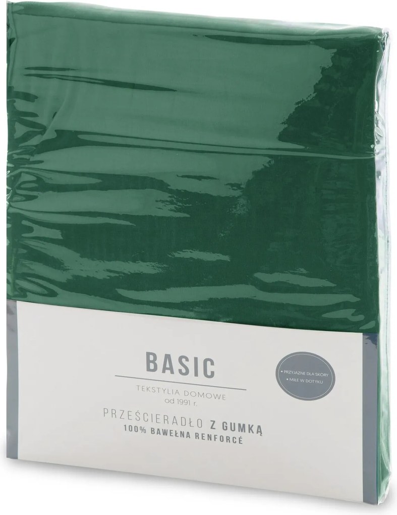 RENFORCÉ PROSTĚRADLO BASIC 100X200 CM TMAVĚZELENÉ