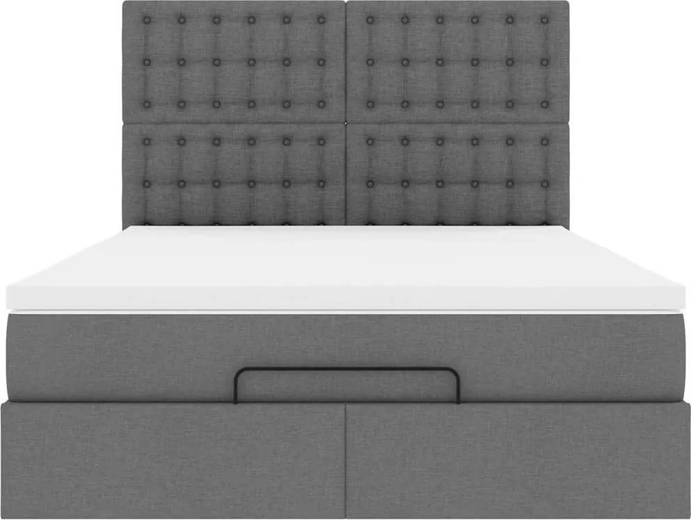 Osmanský rám postele s matrací tmavě šedá 140x200cm textil 3313328