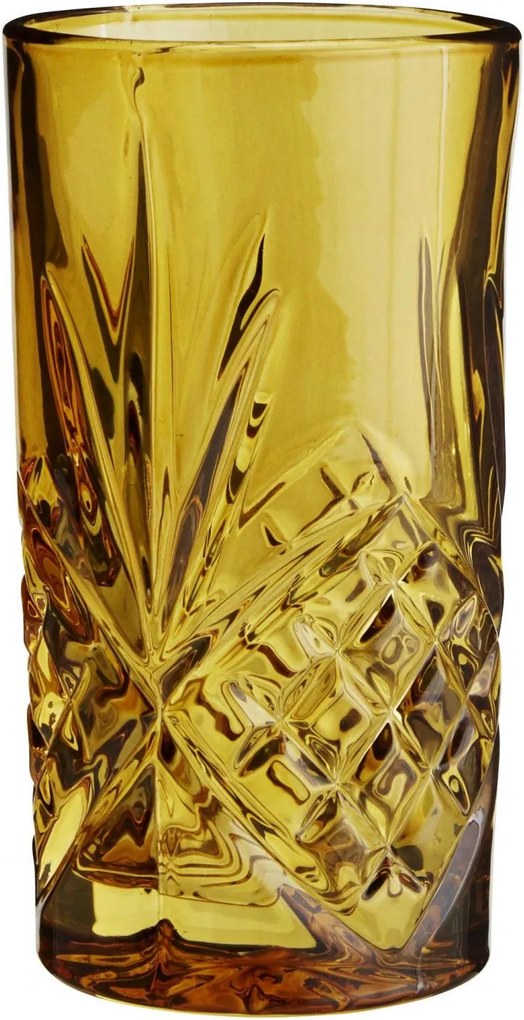 MADAM STOLTZ Vysoká sklenička Glass Amber, žlutá barva, oranžová barva, sklo 300 ml