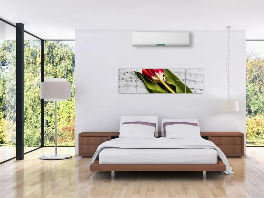 Obraz červeného tulipánu (170x50 cm)