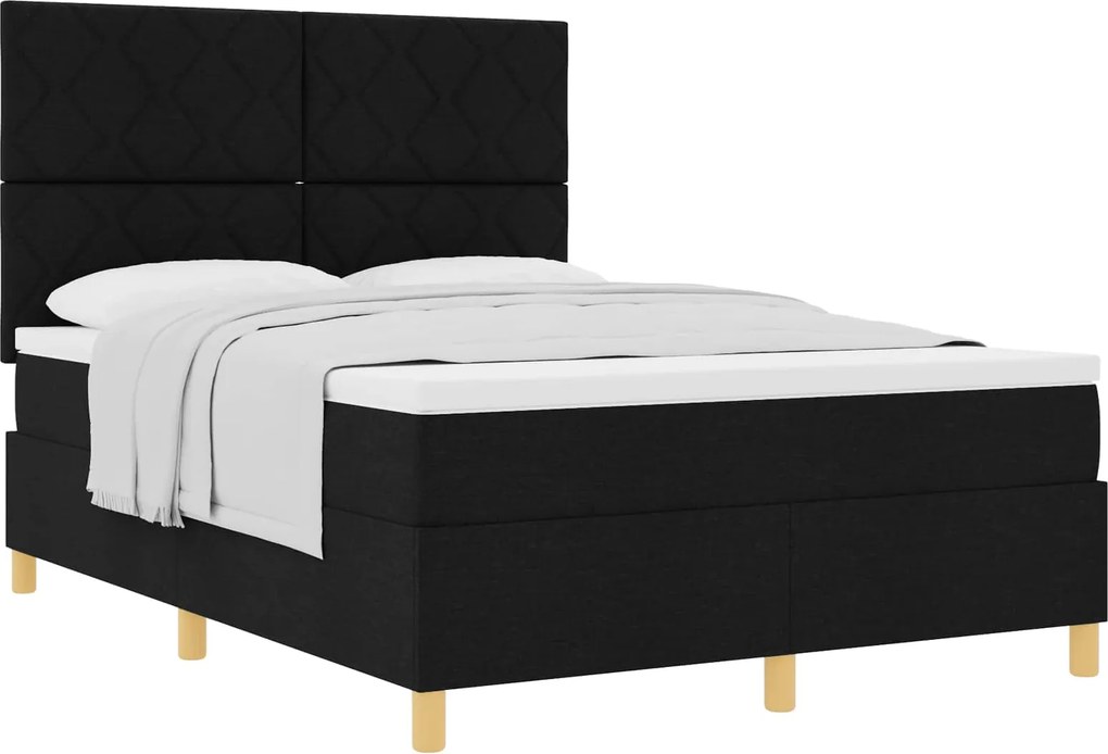 Postel s boxspringem s čelo Černá 140 x 200 cm textil 3339702