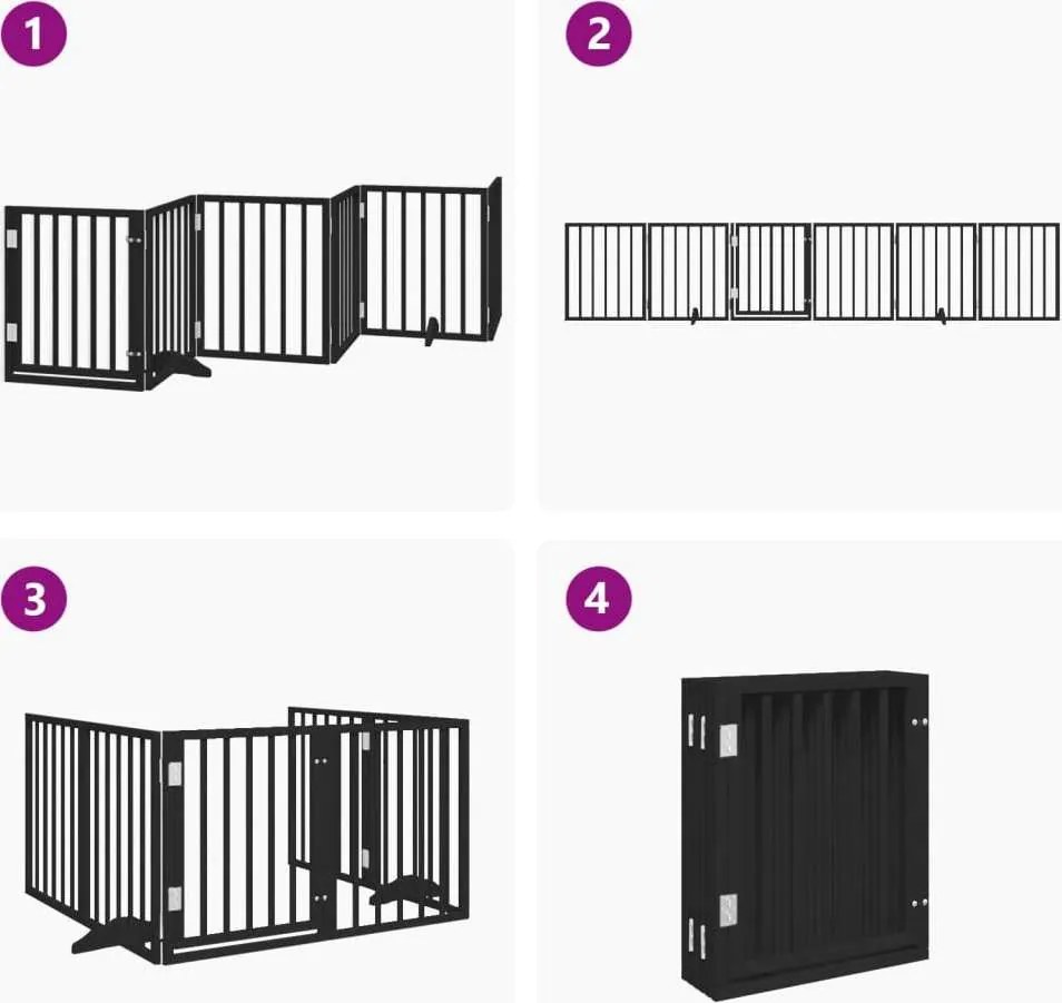 vidaXL Zábrana pro psy s dvířky skládací 6 panelů 300 cm topol [352173] Barva: Hnědá