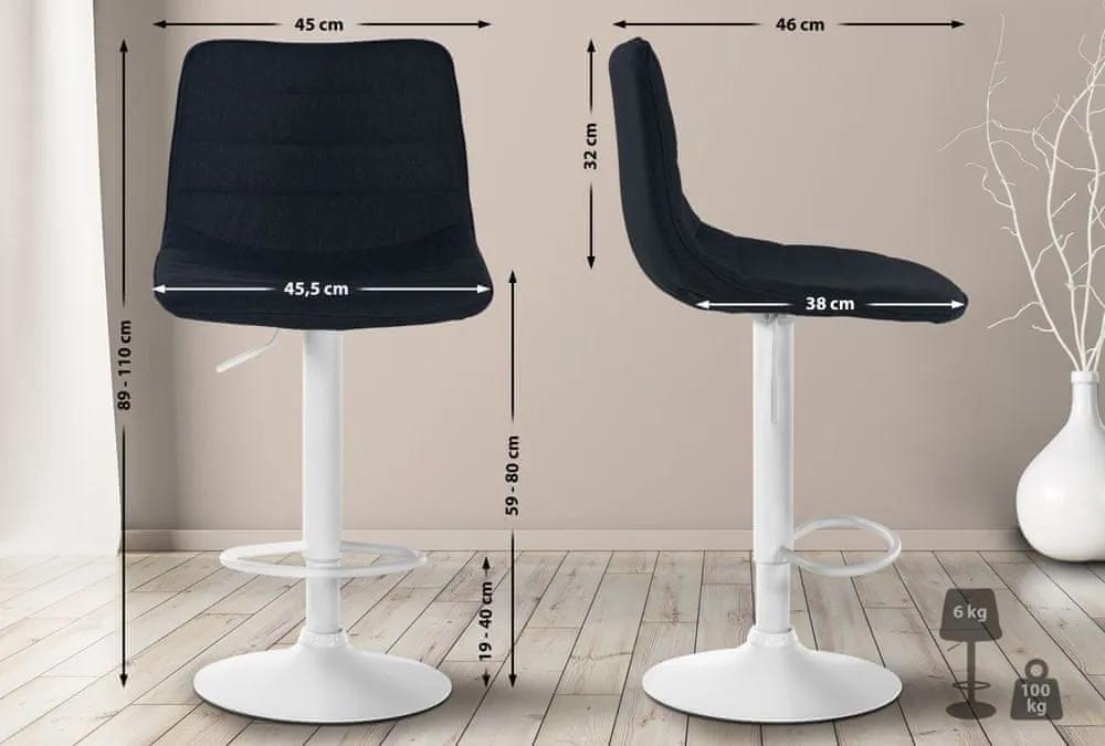 Bhm germany Barová židle Lex, textil, bílá podnož / černá