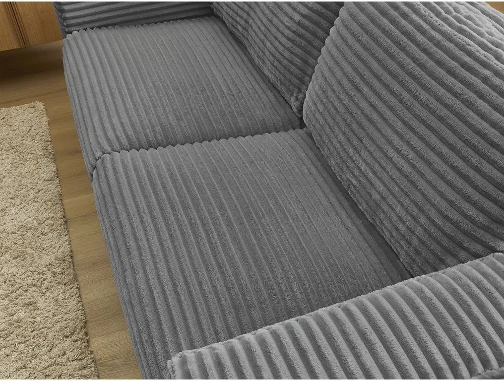 Tmavě šedá manšestrová pohovka na každodenní spaní/rozkládací 220 cm Hugo – Bobochic Paris