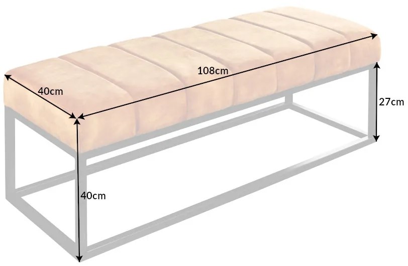 Designová lavice Halle 108 cm hořčicovo-žlutý samet