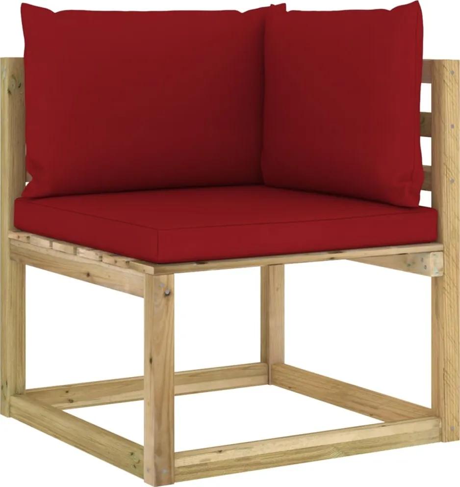 vidaXL 10dílná zahradní sedací souprava podušky impregnovaná borovice [3065044] Barva: Červená