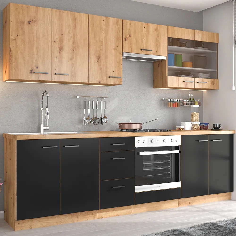 MODENA | vysoká skříňka 60 DK-210 2F potravinová s policemi | 60 cm | artisan/černá
