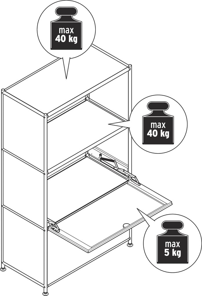 Tchibo - Kovová komoda »Cn3« se 2 přemístitelnými výklopnými dvířky - barva: hnědá