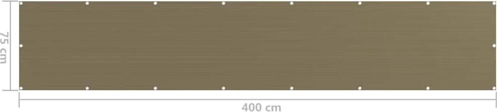 Balkonová zástěna taupe 75 x 400 cm HDPE 310957