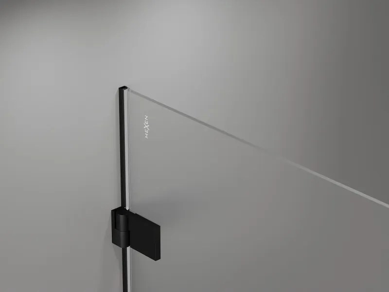 Mexen Lunar-B, výklopný sprchový kout levý 85 x 80 cm, 8mm čiré sklo, černý profil, 832-085-080-70-00-L