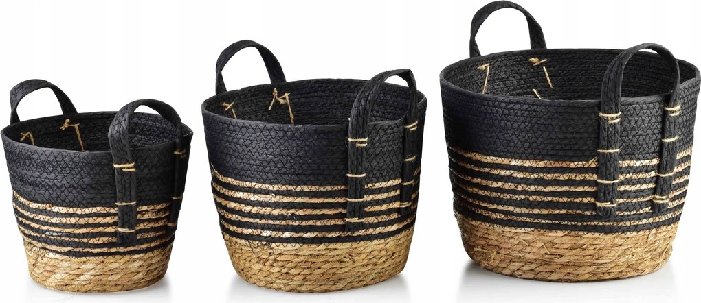 Koše Z Mořské Trávy Mondex Bali 3KS Boho Pro Skladování 33 CM