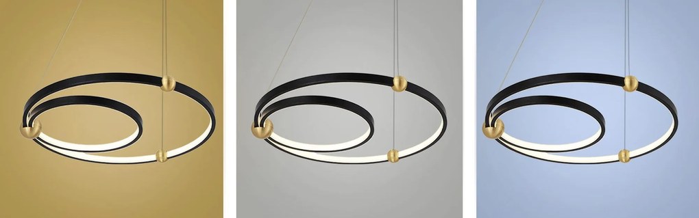 Toolight - Ring, LED závěsné svítidlo Black Ring + dálkové ovládání APP692-30-50, černá, OSW-06095