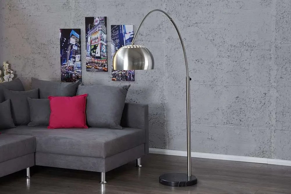 Designová stojanová lampa Arch II chrom