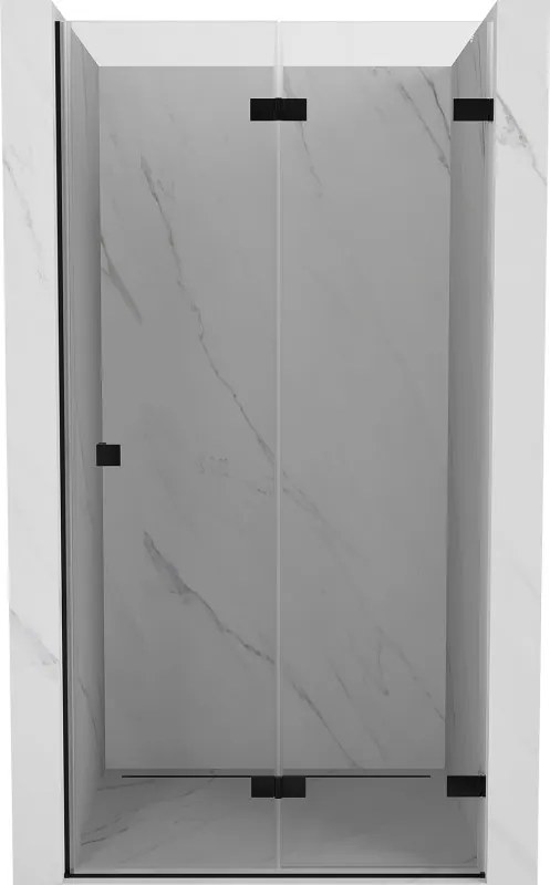 Mexen, Mexen Lunar-F pravé skládací sprchové dveře 80 cm, průhledné, černé - 836-080-000-70-00-P