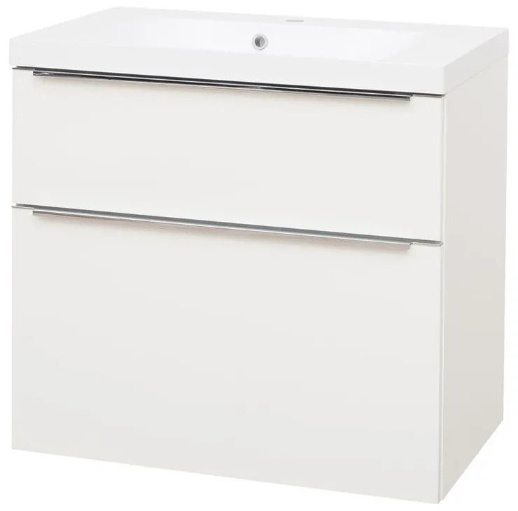 Mereo Mereo, Mailo, koupelnová skříňka s umyvadlem z litého mramoru 81 cm, bílá, dub, antracit, CN511M