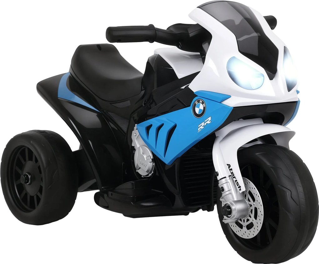 HOMCOM Dětská elektrická motorka 18-36 měsíců s licencí BMW S1000RR, bateriově napájená 6V, motorka s hudbou, nosnost 20 kg, modrá | Aosom
