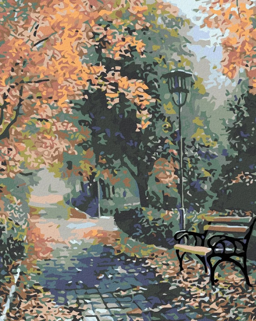 zuty malování podle čísel - park v listopadu, 80x100 cm, vypnuté plátno na rám
