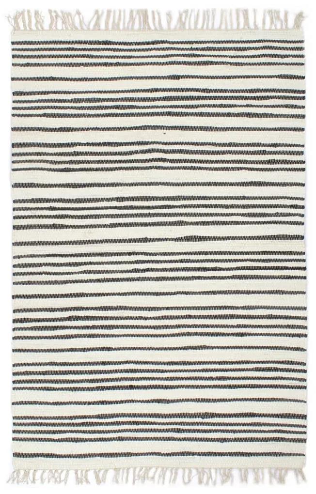 Ručně tkaný koberec Chindi bavlna - antracitovo-bílý | 80x160 cm