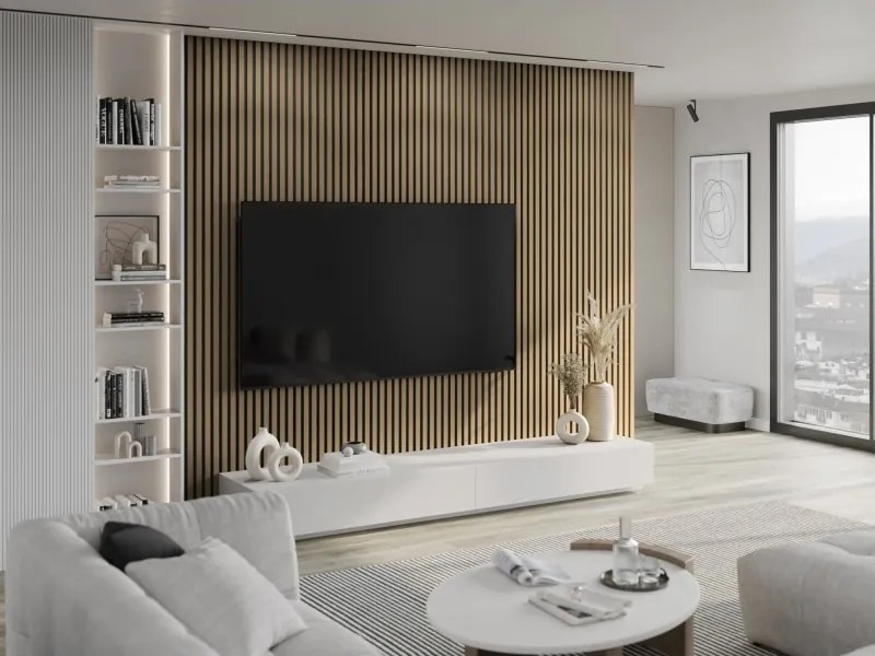 Mexen Lam-B, akustické stěnové lamely 275 × 30 cm, HDF deska 4 mm, technická dýha, dub ušlechtilý, S100-275307-3015-004