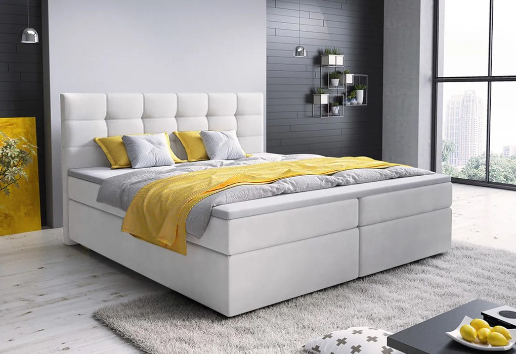 Expedo Čalouněná postel boxspring GLOSE, 140x200, sawana 05 + topper