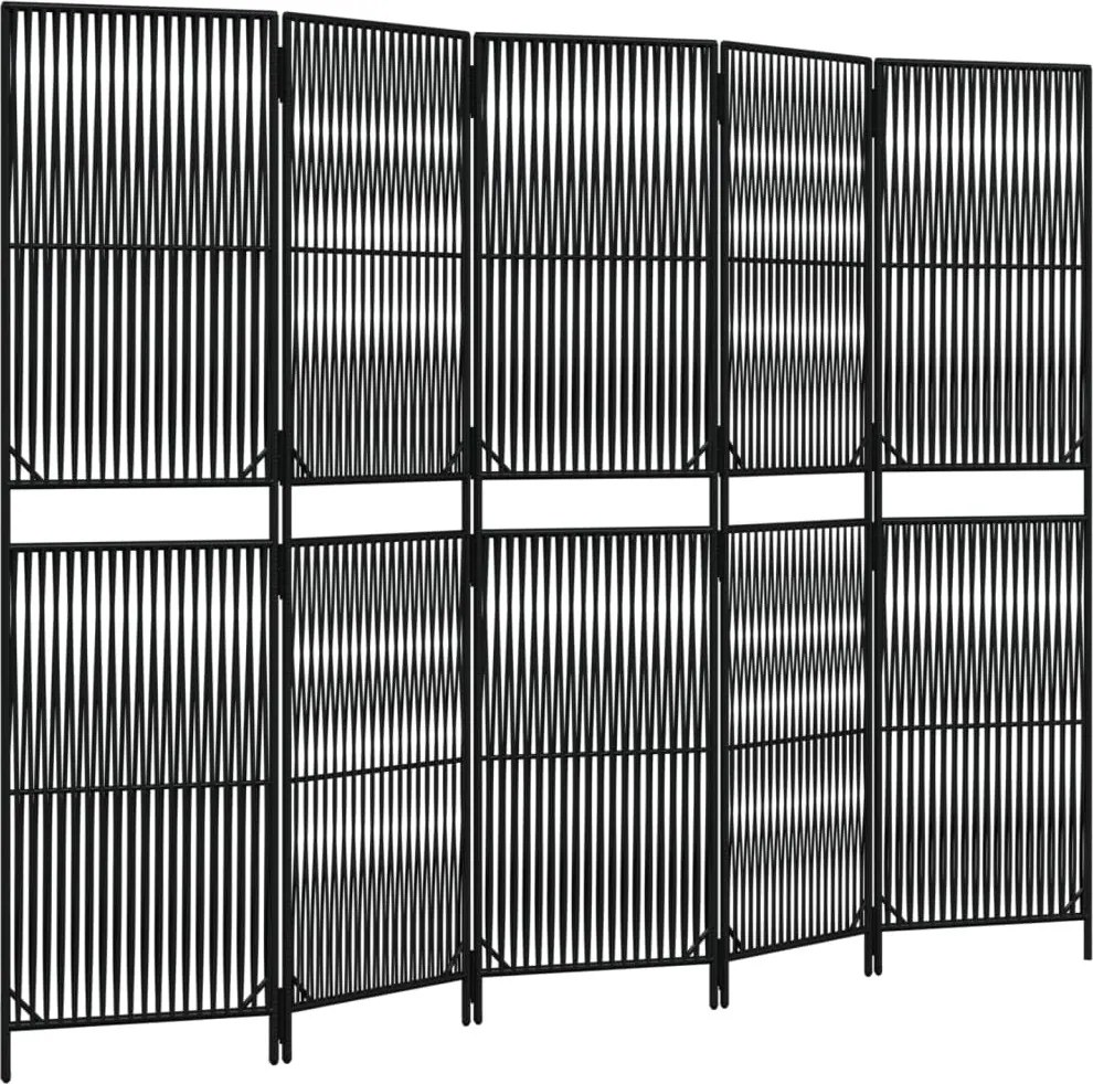 vidaXL Dělicí stěna 5 panelů polyratan [365380] Barva: Hnědá