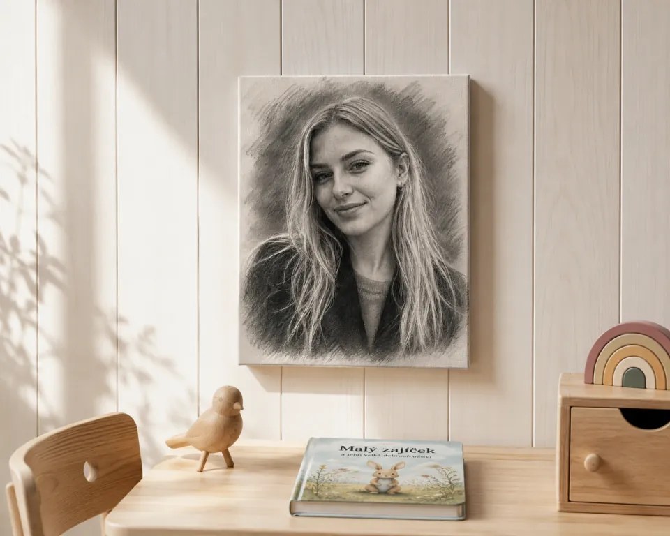 Foto obraz z vlastní fotky na plátno – Nostalgická skica a uhel