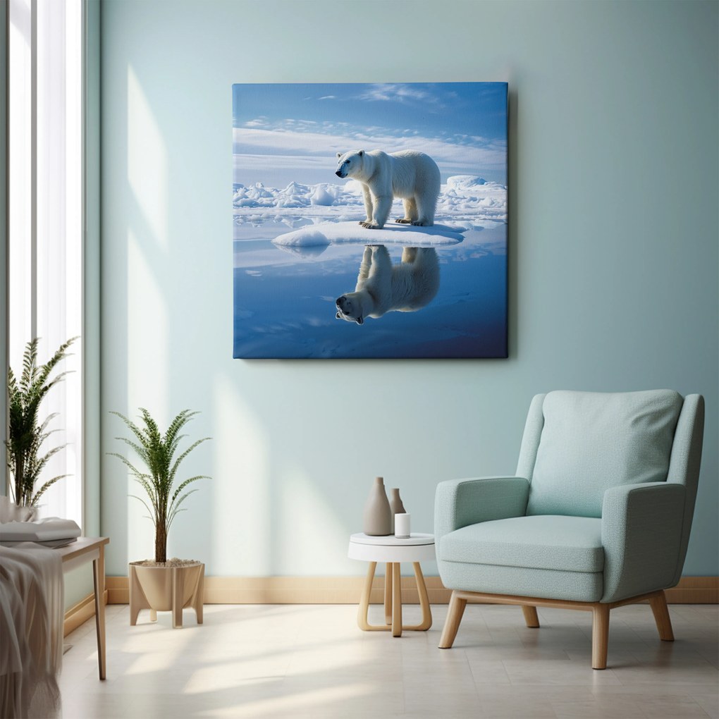 Obraz na plátně - Polární medvěd, Strážce ledových plání, Králové divočiny FeelHappy.cz Velikost obrazu: 60 x 60 cm