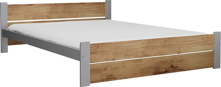 Postel IKAROS DOUBLE 180 x 200 cm, dub artisan/šedá Matrace: Bez matrace, Rošt: S laťkovým roštem