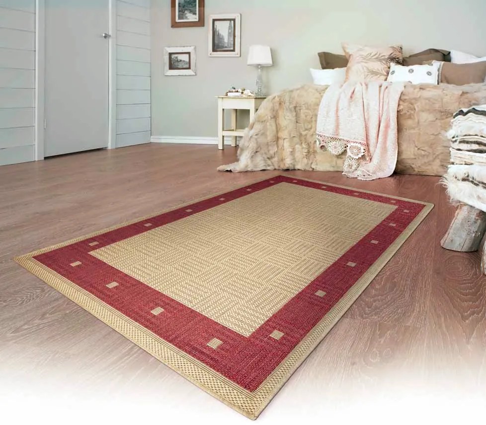 Oriental Weavers, Kusový koberec SISALO/DAWN 879/O44P (J84 Red) – na ven i na doma, 160x230, béžová, chodba / předsíň